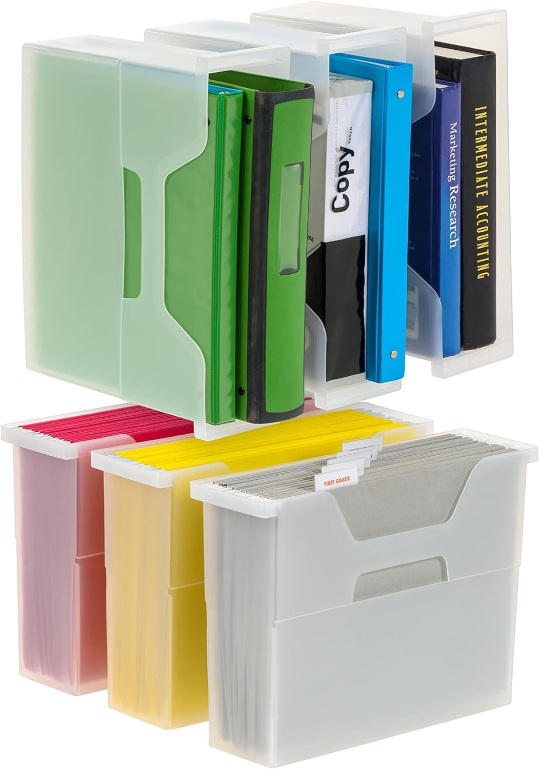 Small Portable Desktop File Box with Open Lid, 6 Pack, Side Handles ...