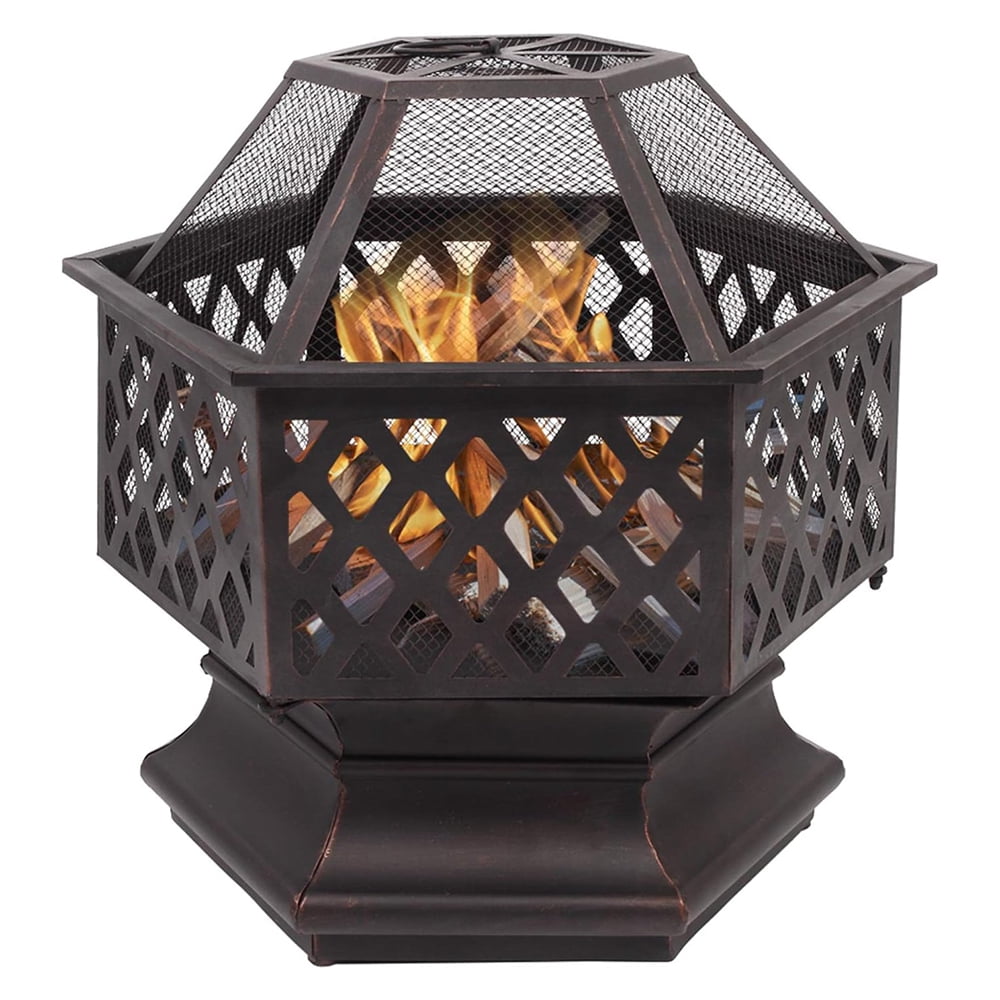 Small Portable Fire Pit, 22-Inch Outdoor Fire Pit, Wood Burning Fire ...