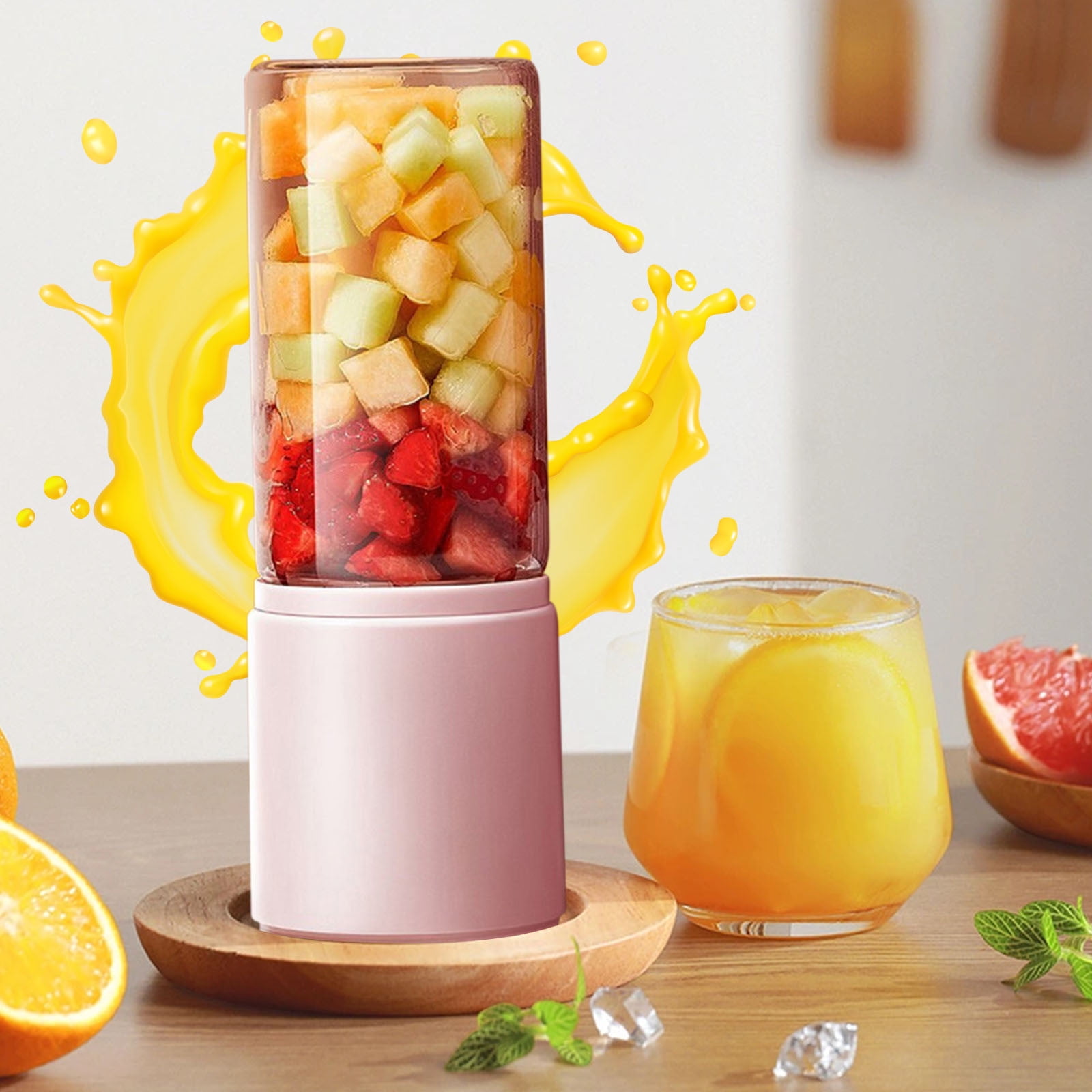 Small Portable Juicer, Rechargeable Electric Juicer, 1-Speed Motor ...