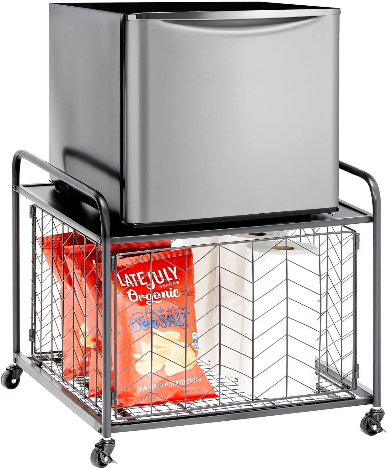 Small Portable Mini Fridge Storage Cart with Wheels and Handles ...