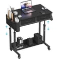 Small Portable Rolling Standing Desk - 32 Inch Adjustable Mobile Stand ...