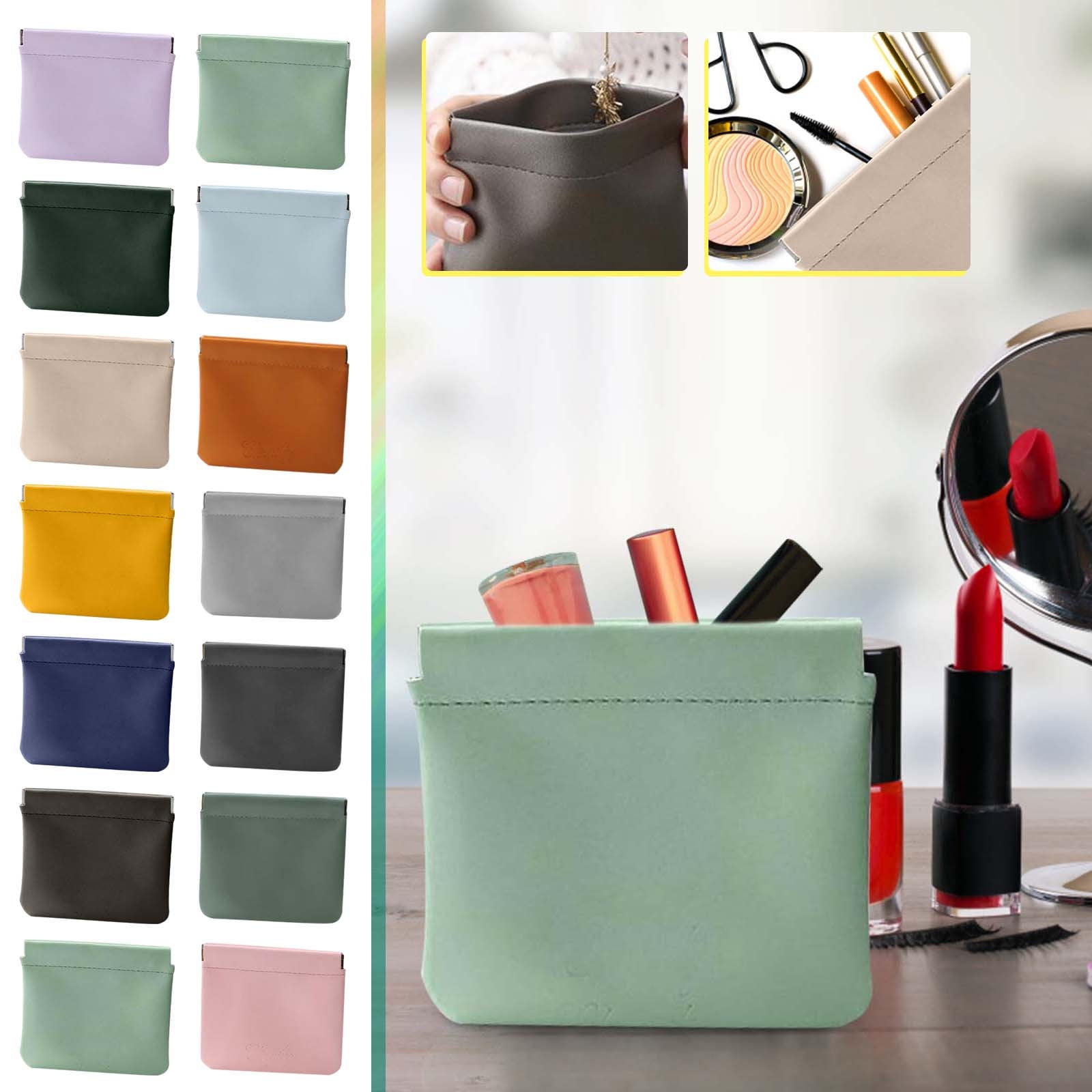 Small Pouches For Purse,3pcs Portable Mini Makeup Bag,No Zipper Self ...
