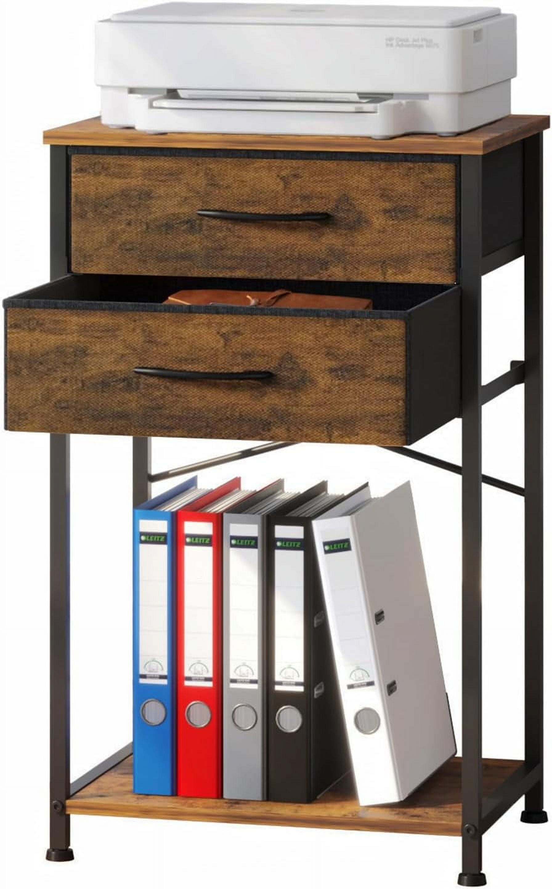 Small Printer Table for Home Office, Tall Side Table with Storage,3 ...