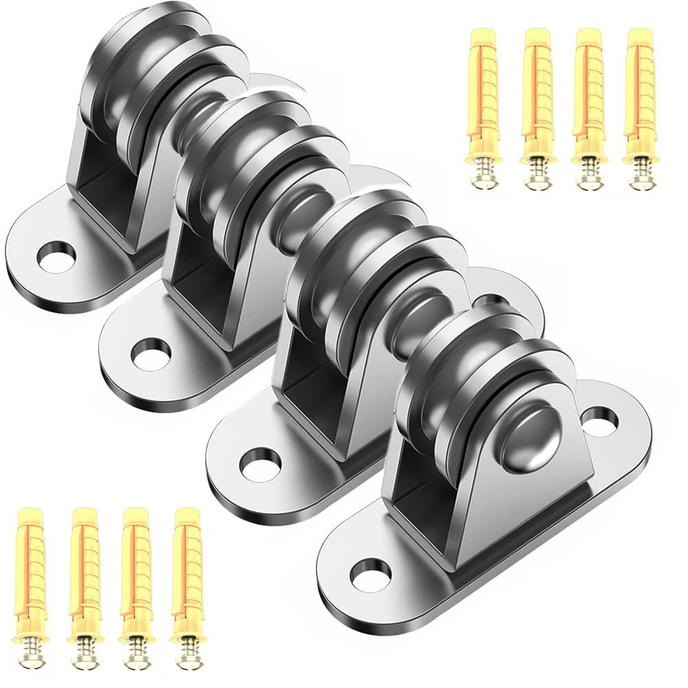 Small Pulley Block, 4 Pack 304 Stainless Steel Pulley Wheel, Heavy Duty ...