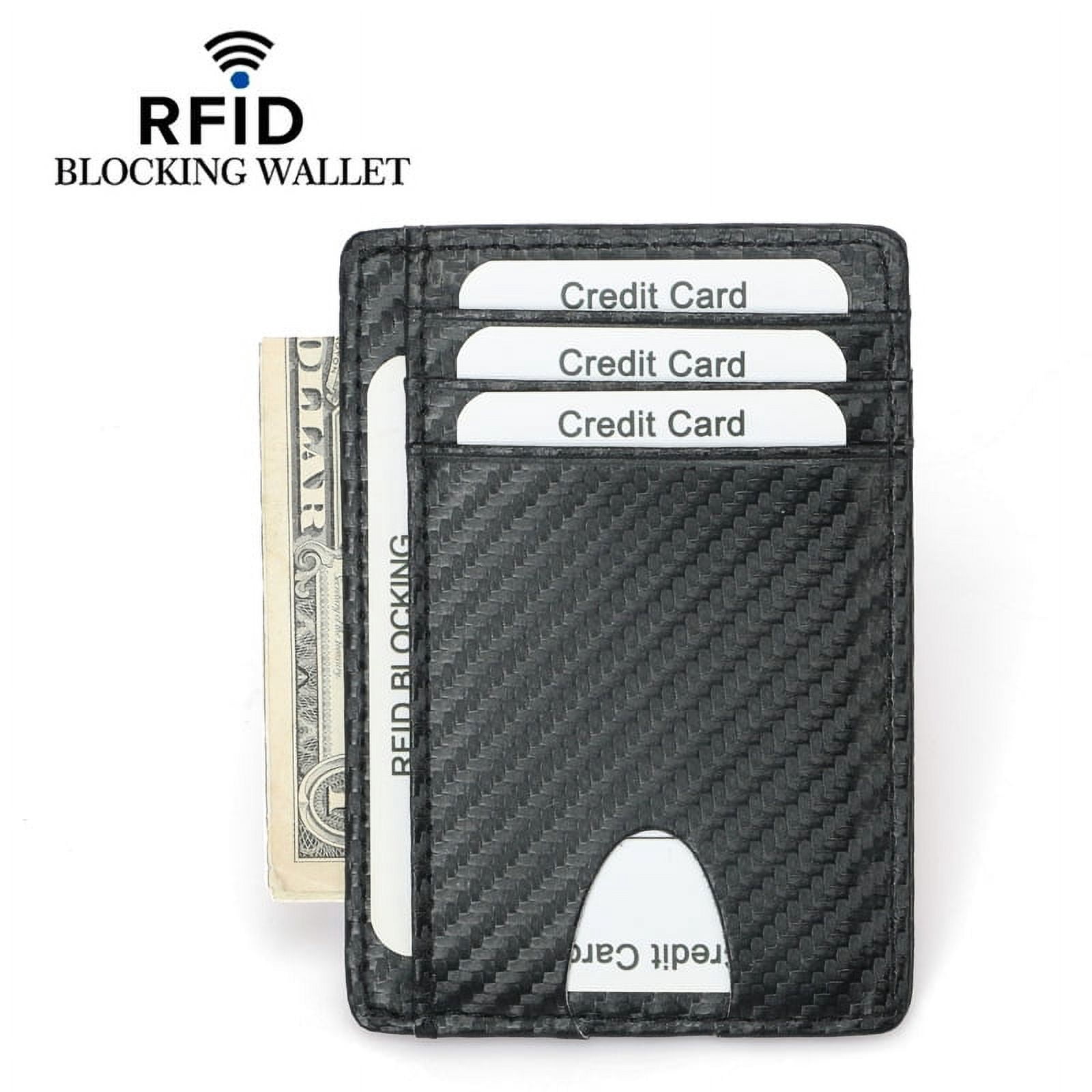 RFID Blocking Minimalist Wallet, Genuine Leather Slim Front Pocket ...