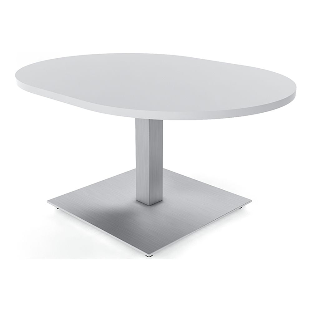 Small Racetrack Shaped Coffee Table With Square Metal Base 34X45 ...