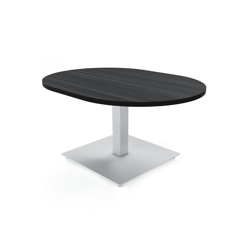 Small Racetrack Shaped Coffee Table With Square Metal Base 34X45 ...