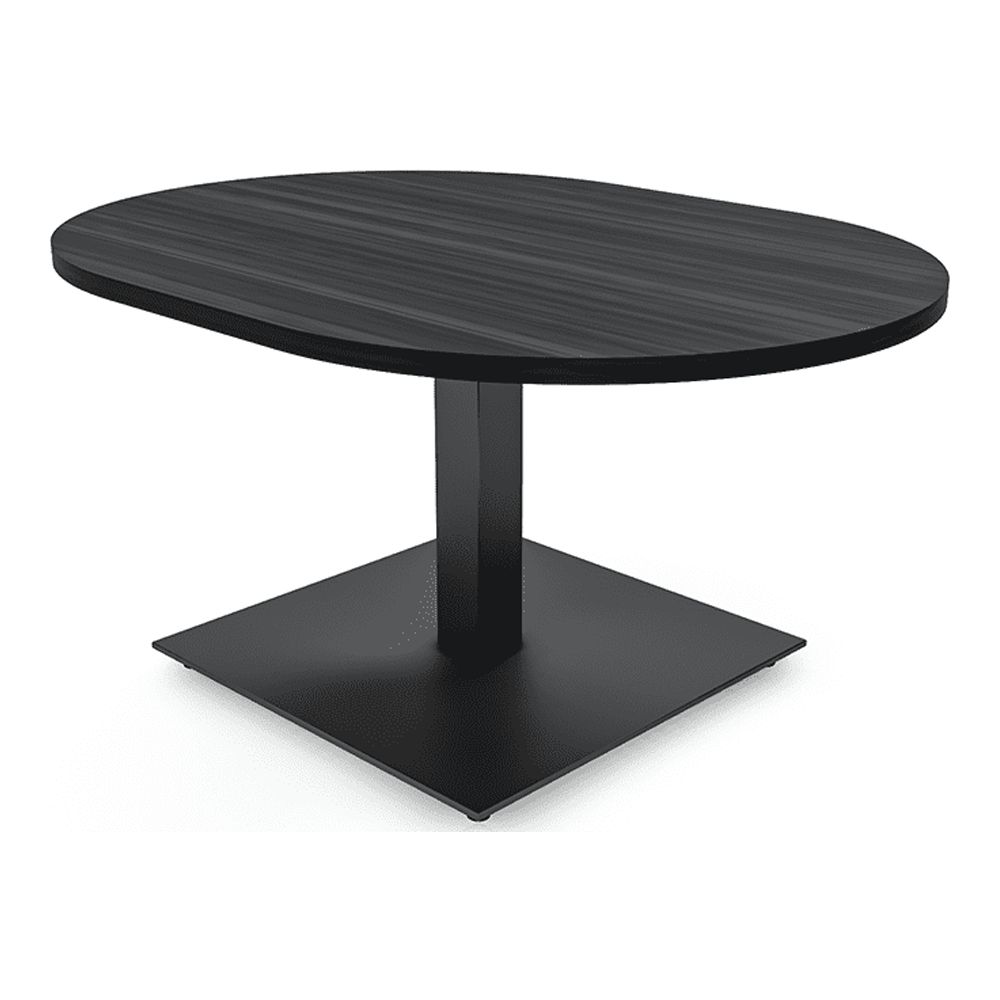 Small Racetrack Shaped Coffee Table With Square Metal Base 34X45 ...