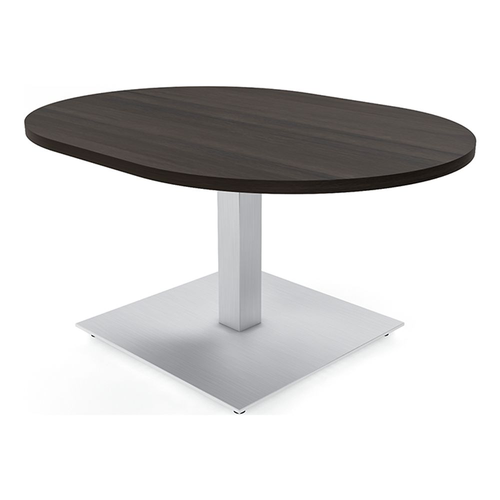 Small Racetrack Shaped Coffee Table With Square Metal Base 34X45 ...