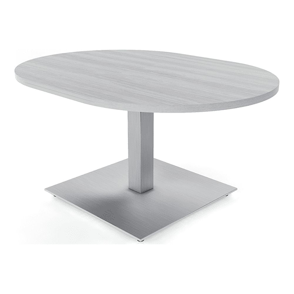 Small Racetrack Shaped Coffee Table With Square Metal Base 34X45 ...