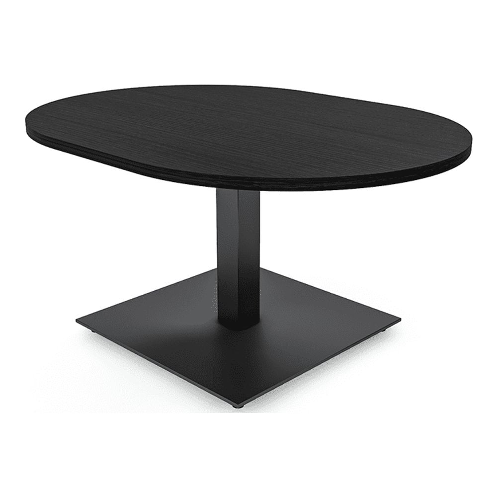 Small Racetrack Shaped Coffee Table With Square Metal Base 34X45 ...