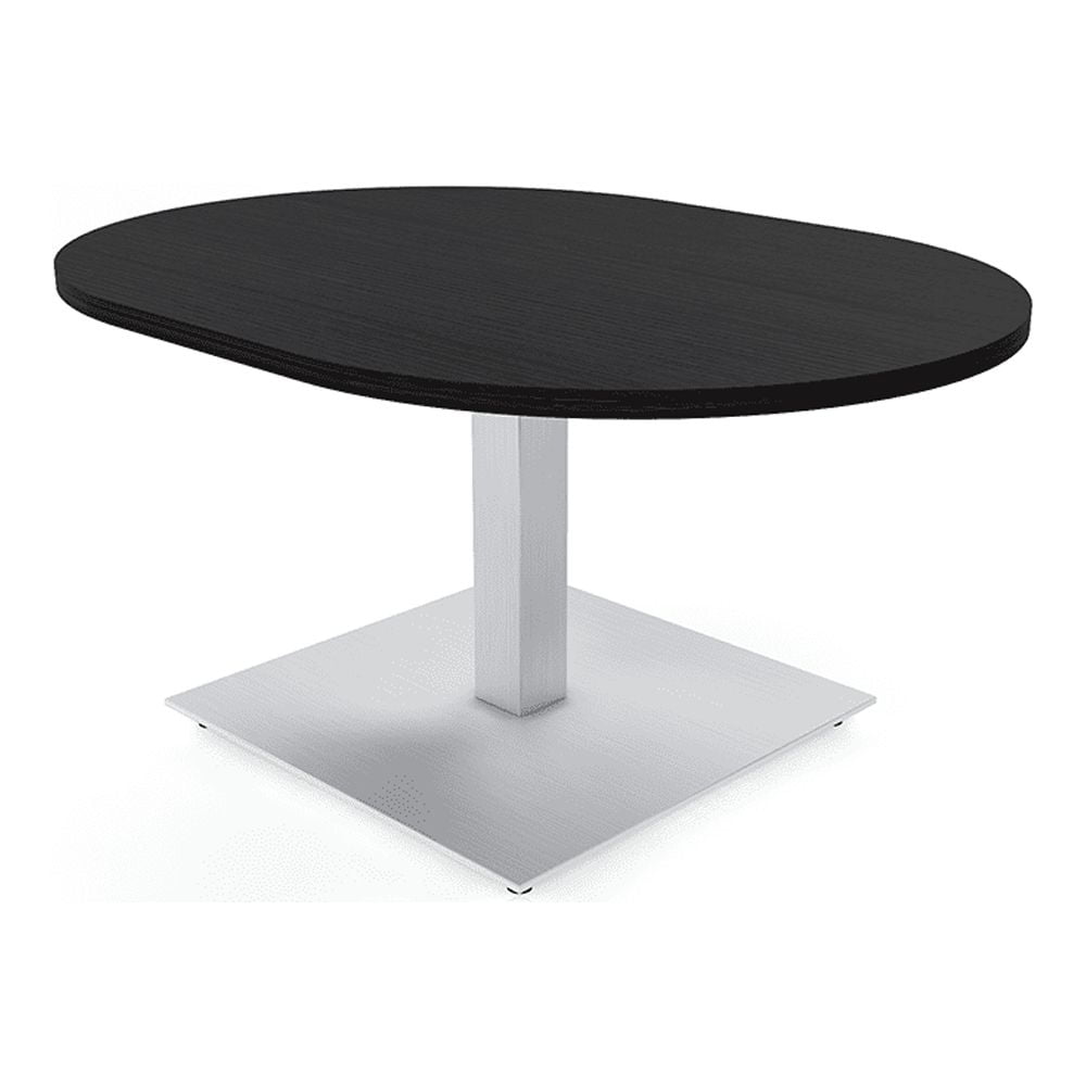 Small Racetrack Shaped Coffee Table With Square Metal Base 34X45 ...