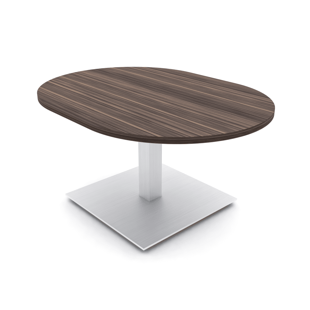 Small Racetrack Shaped Coffee Table With Square Metal Base 34X45 ...