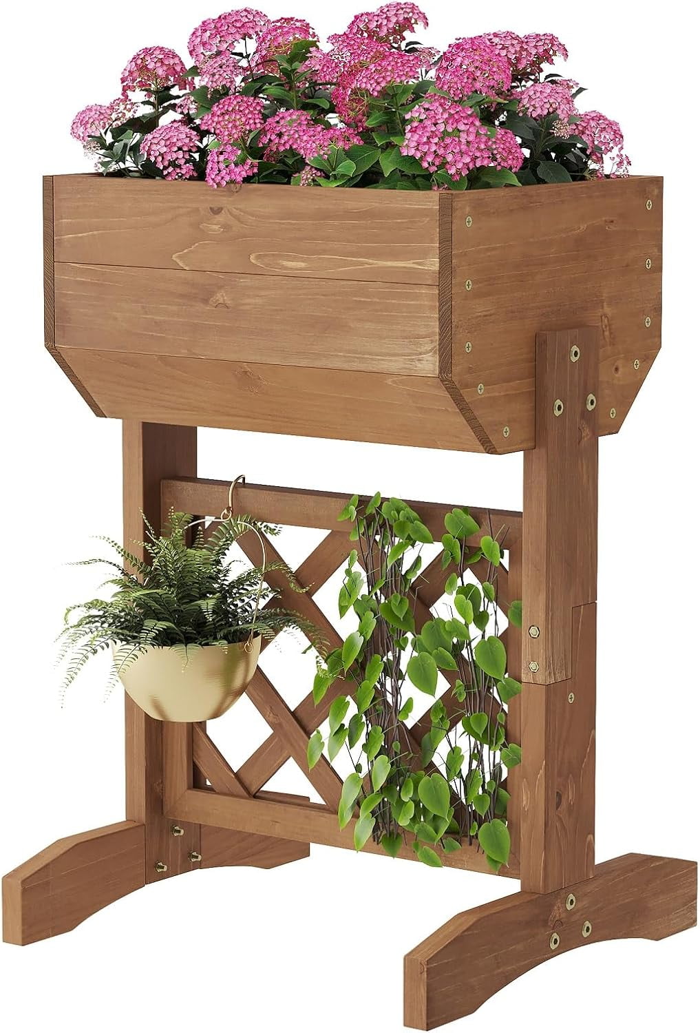 Small Raised Garden Bed, Planter Box with Trellis for Indoor & Outdoor ...