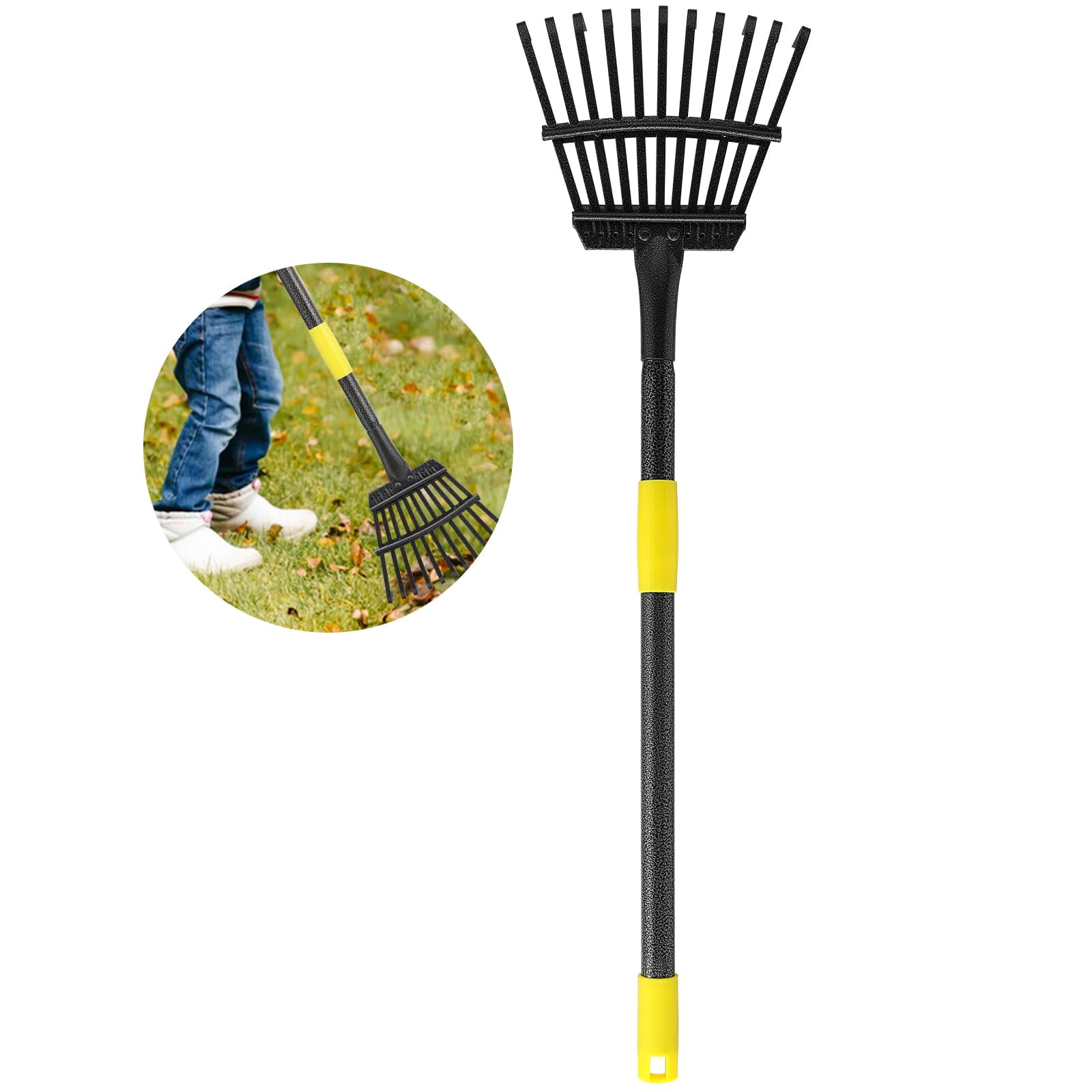 Small Rake for Leaves, Metal Garden Leaf Rake Heavy Duty 5ft, 11 Tines ...