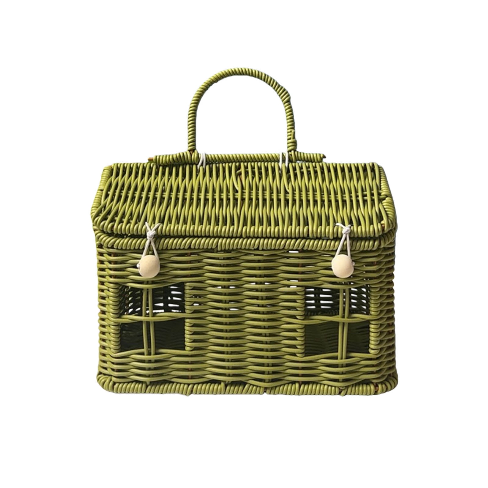 Small Rattan House Shaped Basket, Mini Creative Garden Harvest Plastic ...