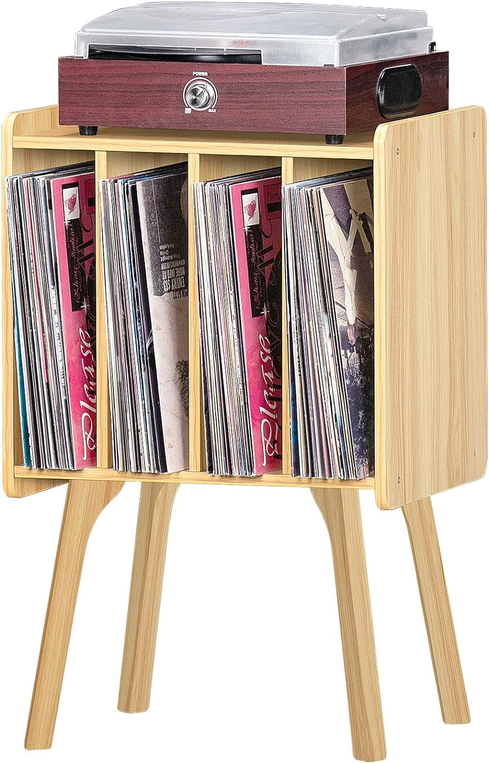 Small Record Player Stand - Width 11.7 In, White Vinyl Record Storage ...
