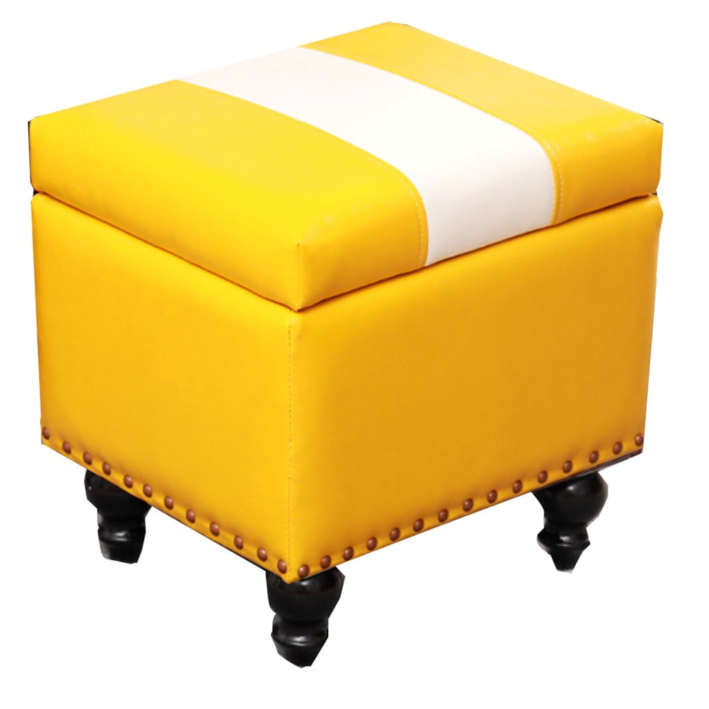 Small Rectangle Ottoman With Storage Leather Foot Stool With Wood Legs ...