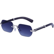 Street Knitted Men's Gray Tint Rimless Rectangle Sunglasses, UV400 ...