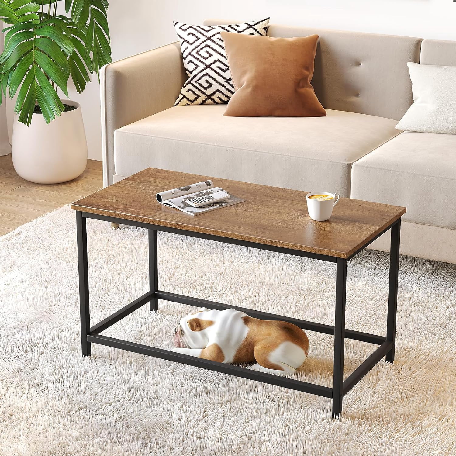 Small Rectangular Coffee Table Simple Modern Open Design Minimalist ...