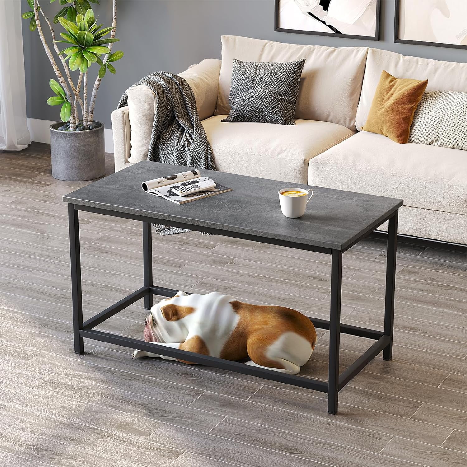 Small Rectangular Coffee Table Simple Modern Open Design Minimalist ...