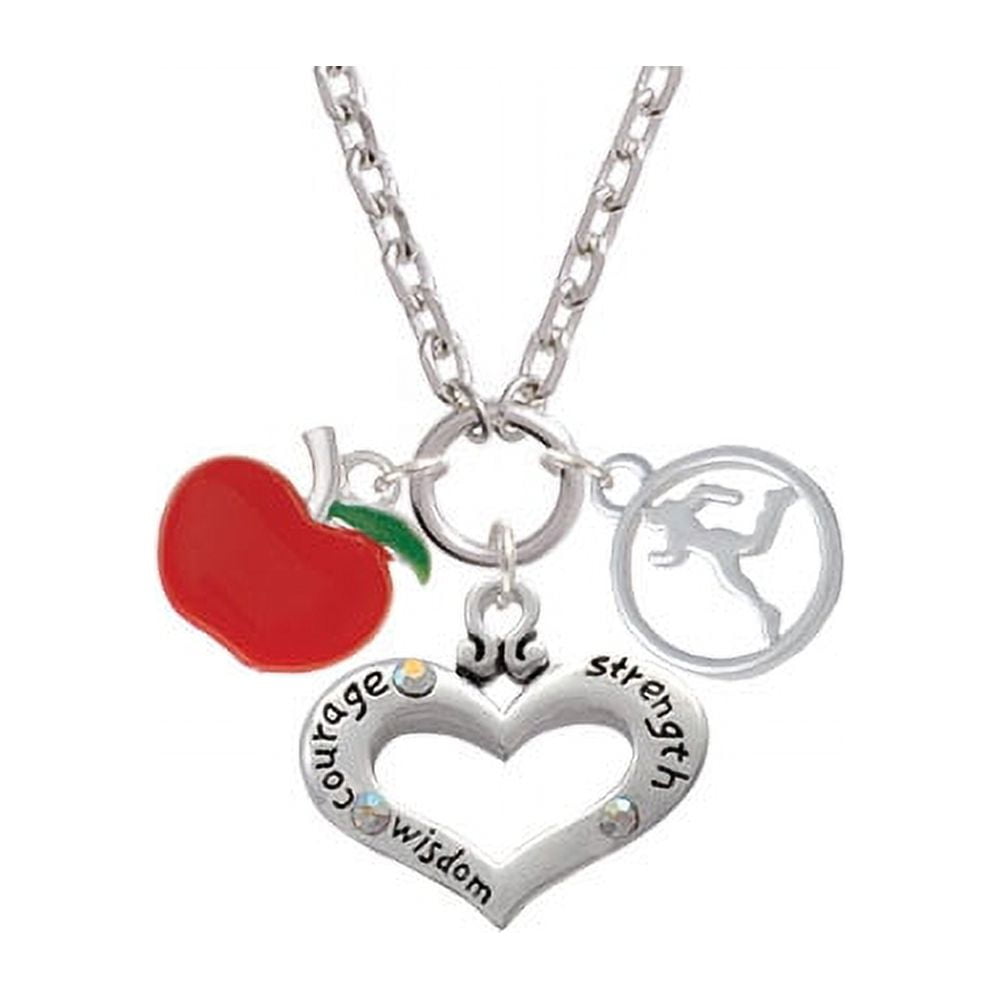 Small Red Apple Courage Strength Wisdom Heart & Runner Zoe Necklace ...