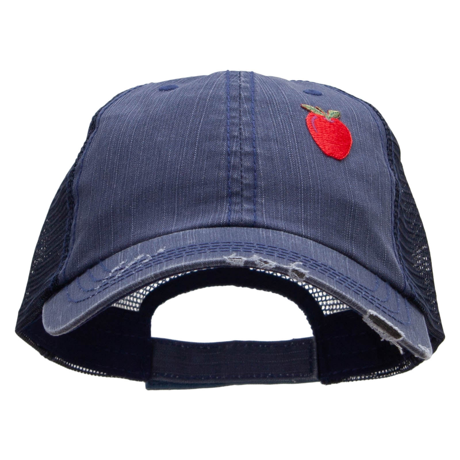Small Red Apple Patched Low Profile Special Cotton Mesh Cap - Navy OSFM ...