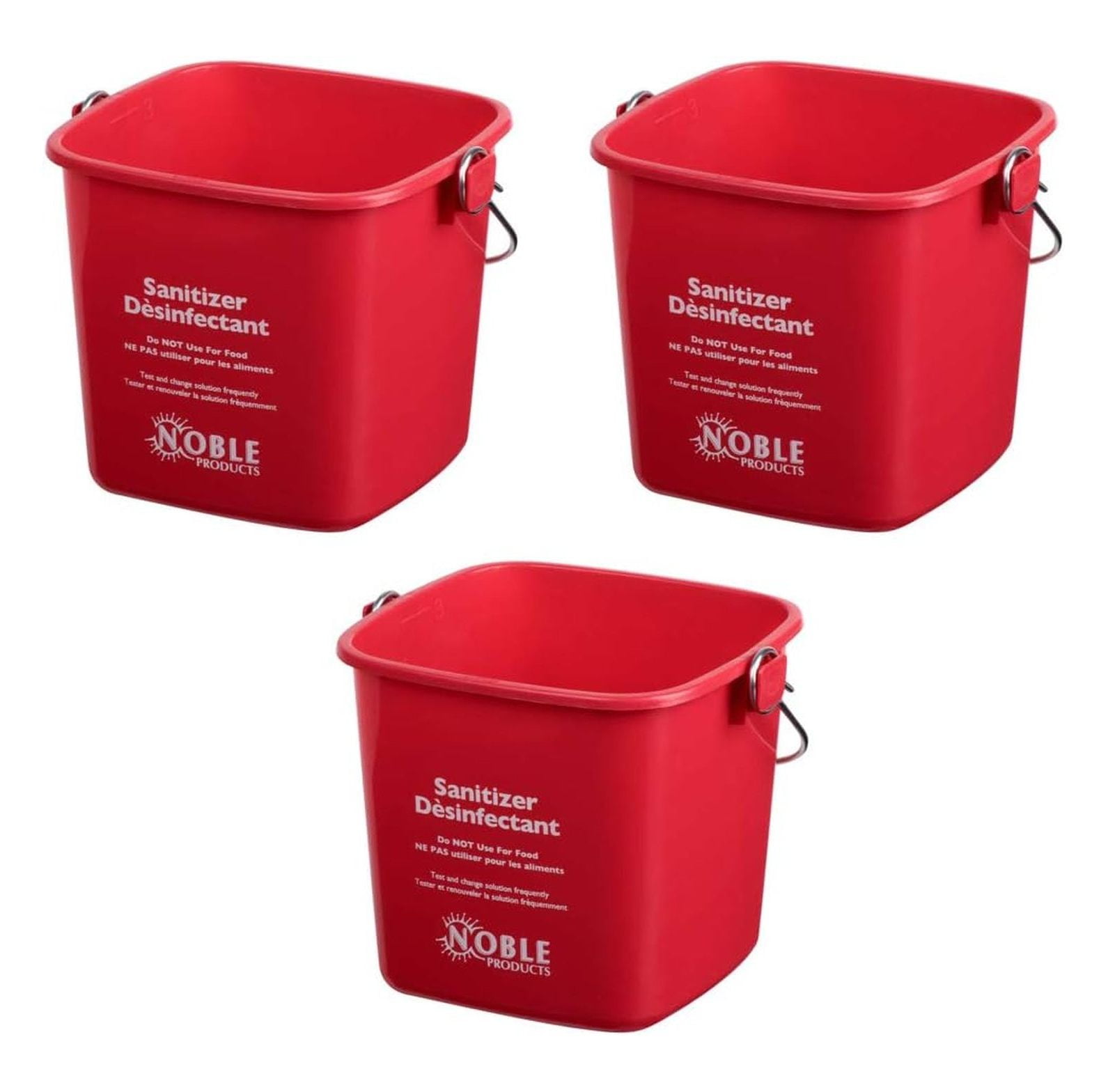 Small Red Bucket - 3 Quart Cleaning Pail - Set of 3 Square Containers ...