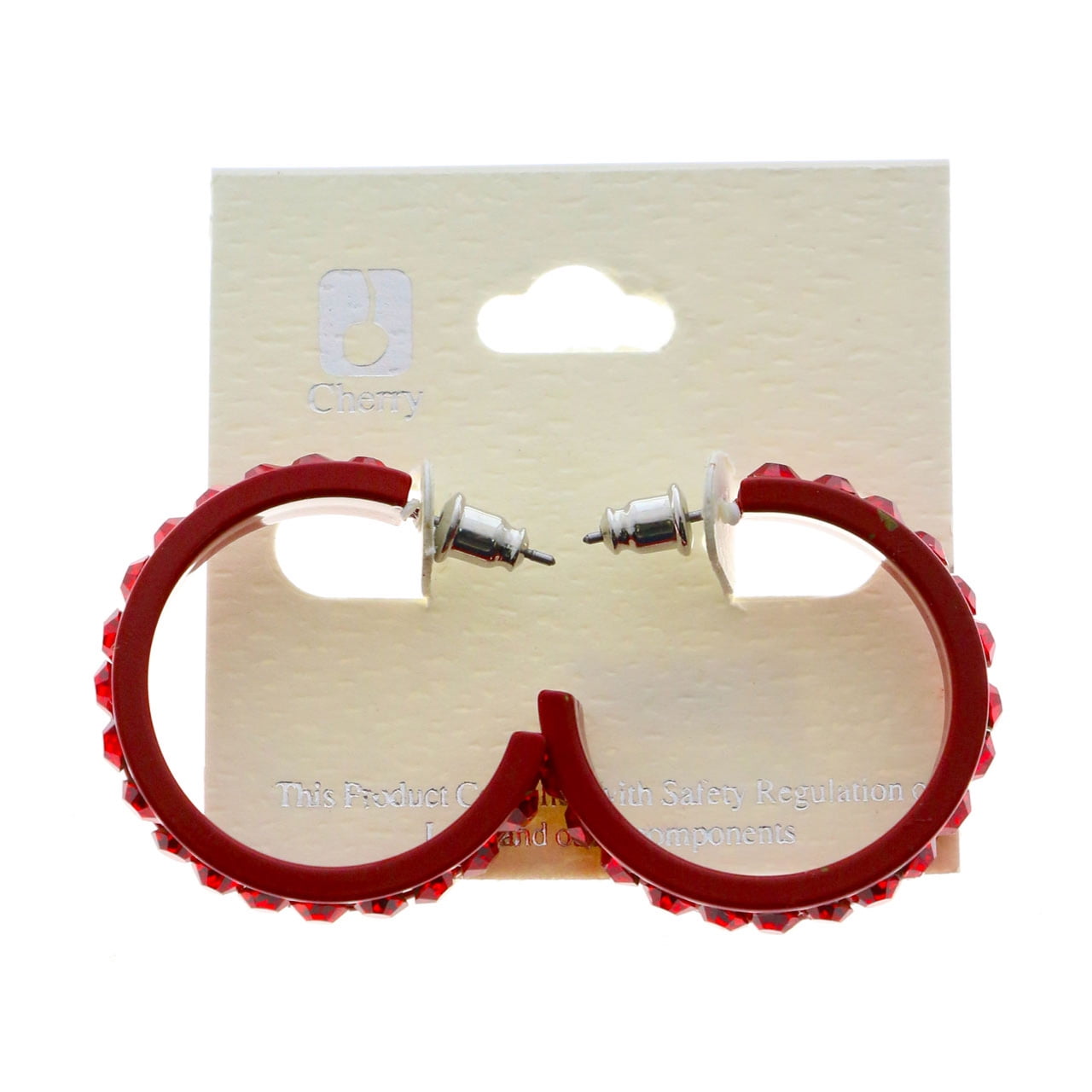 Small Red Hoop Earrings With Bright Sparkling Red Crystal Accents EHP73 ...