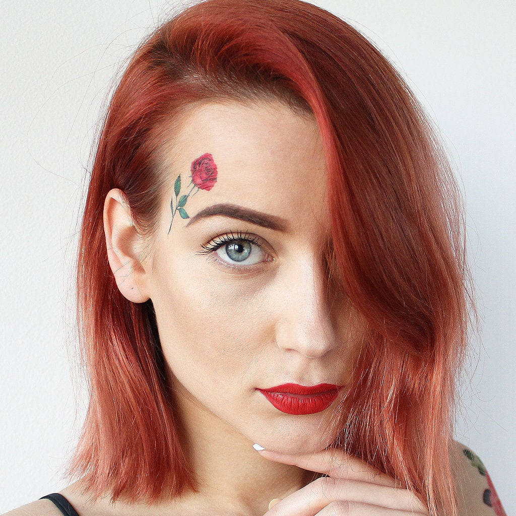 Small Red Roses Set Of 2 Roses Temporary Tattoo Small Red Rose Temporary Tattoo Roses
