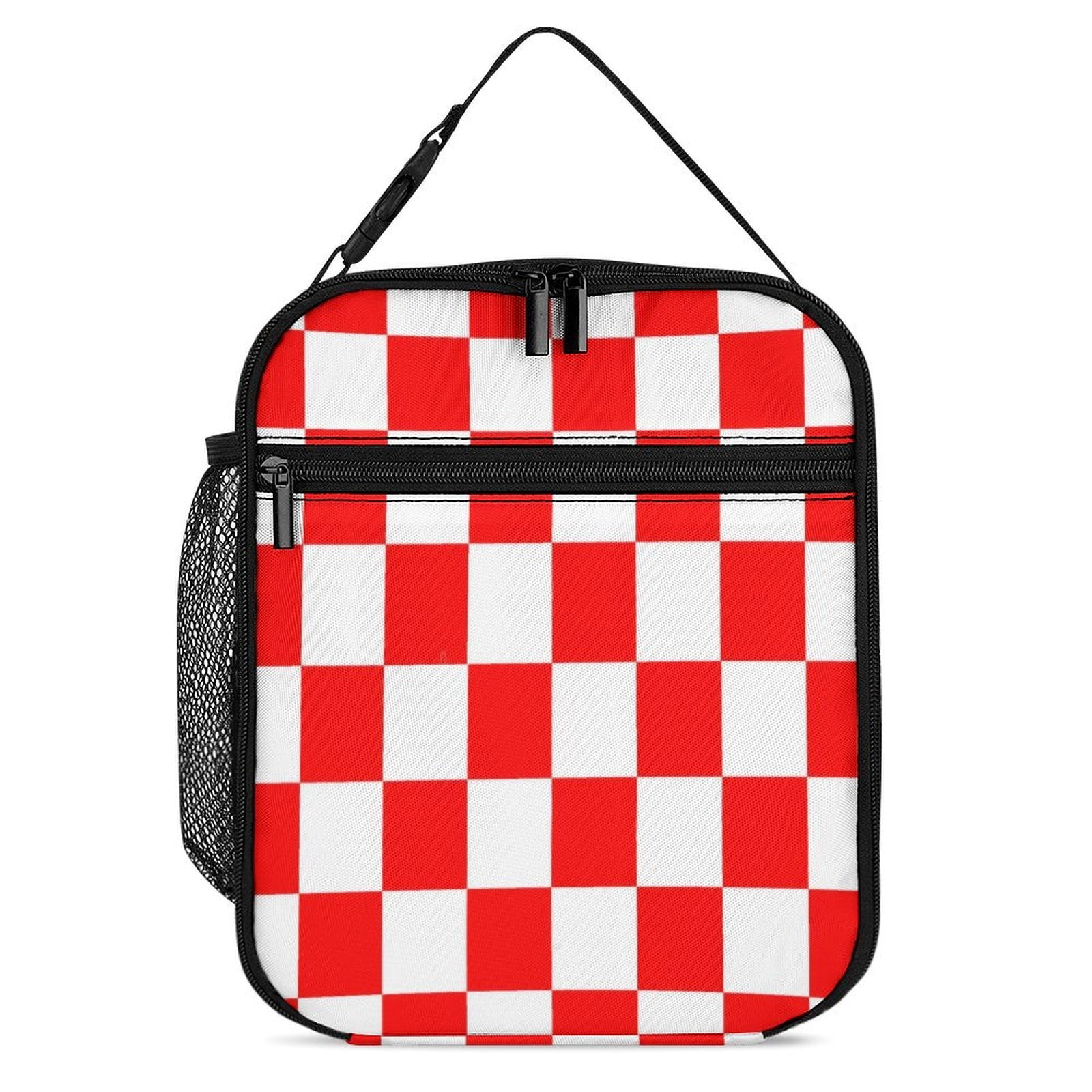 Small Red White Check Motorsport Race Flag Checkered Insulated Lunch ...