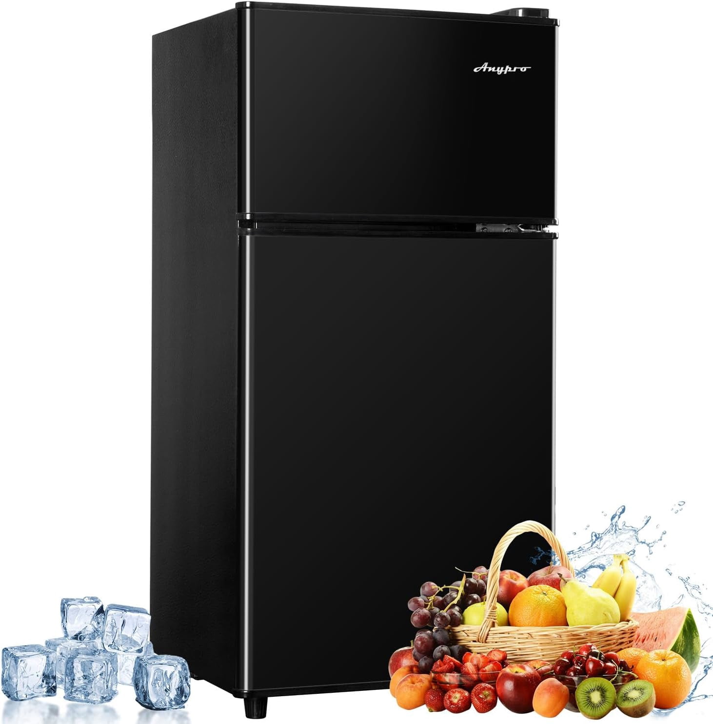 Small Refrigerator with Freezer, Mini Fridge Double Door, Adjustable ...