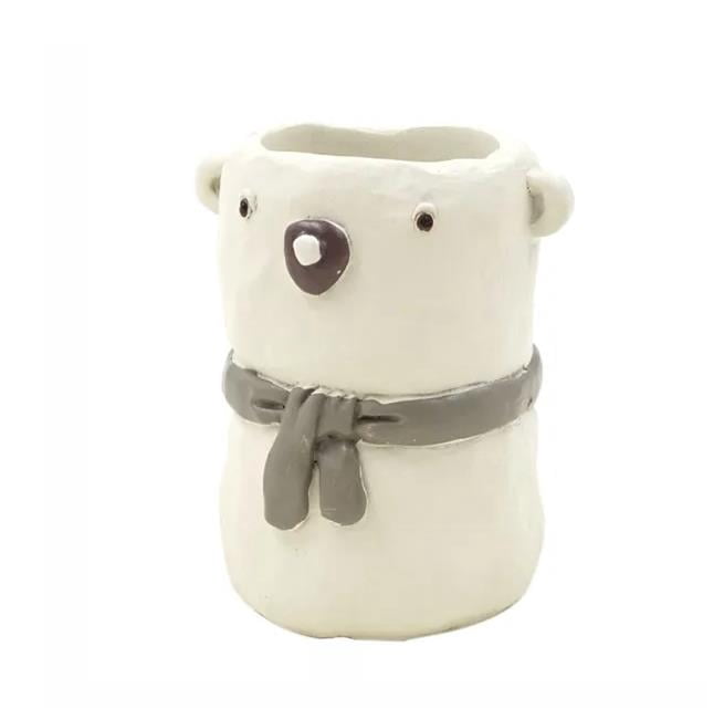 Small Resin Bear-Shaped Planter Pot with Drainage Hole for Indoor ...