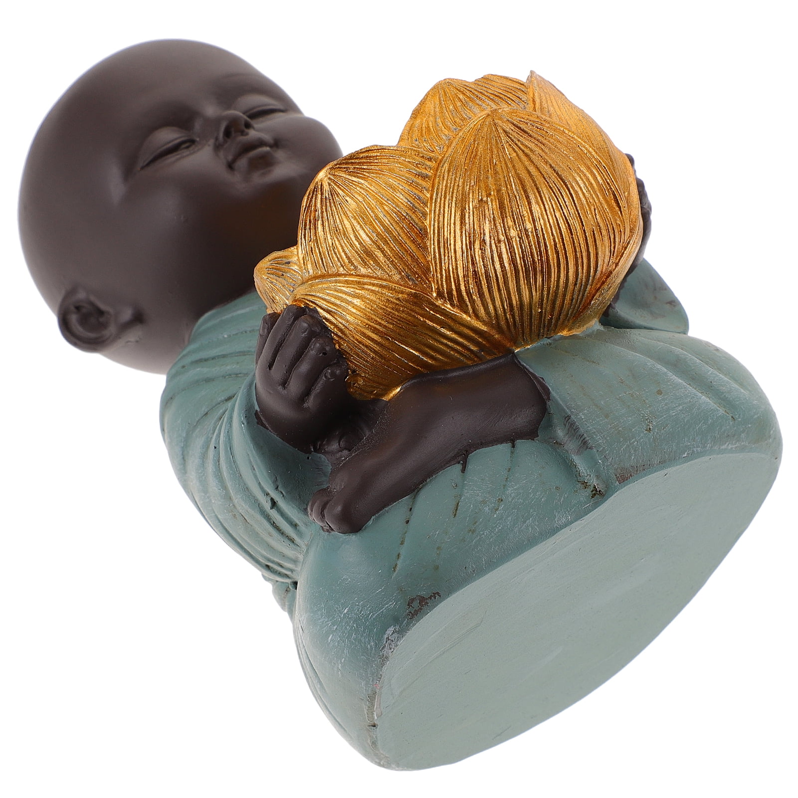 Small Resin Statue Little Monk Figurine Miniature Bronze Decoration ...