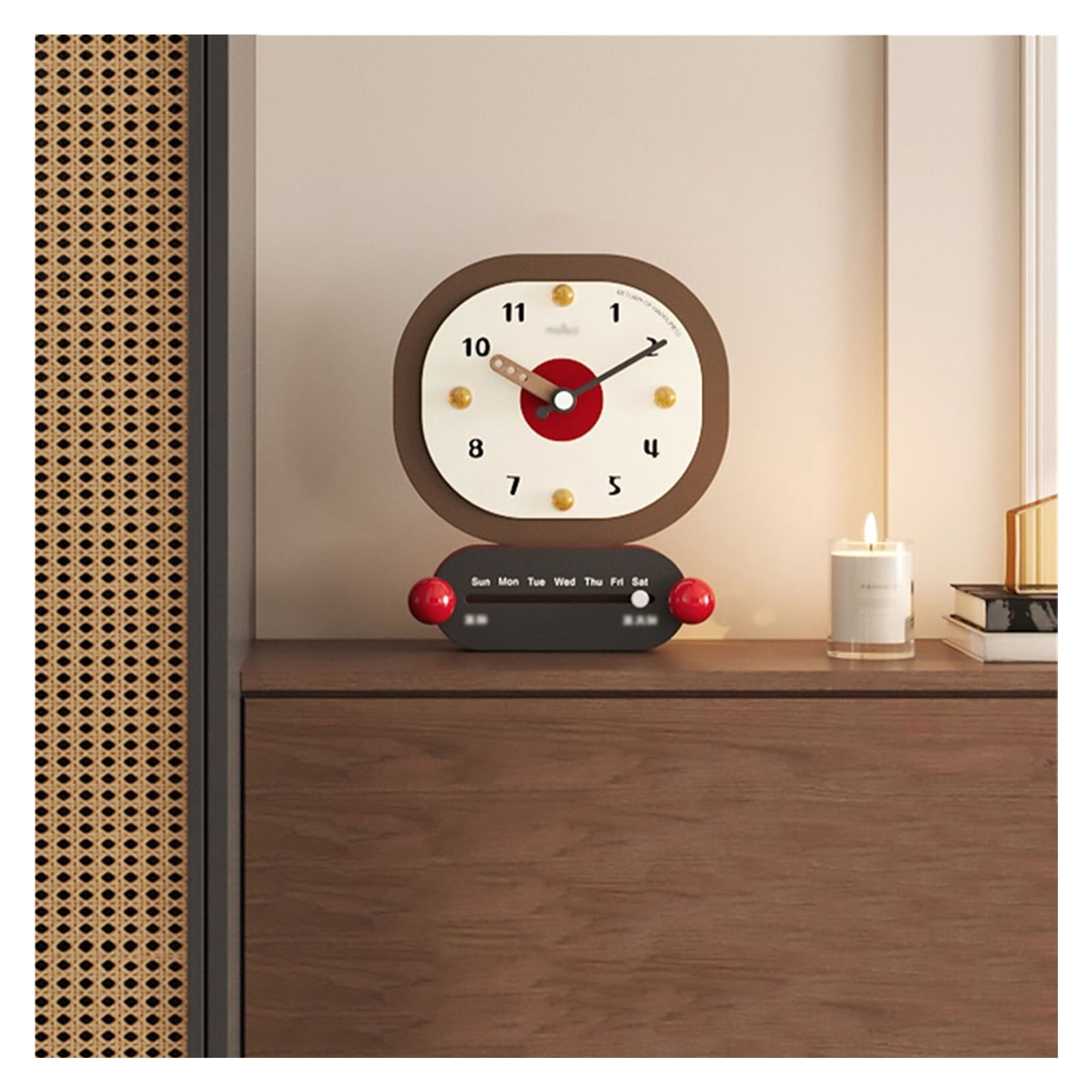 Small Retro Desk Clock Battery Operated for Living Room Decor, Bedroom ...