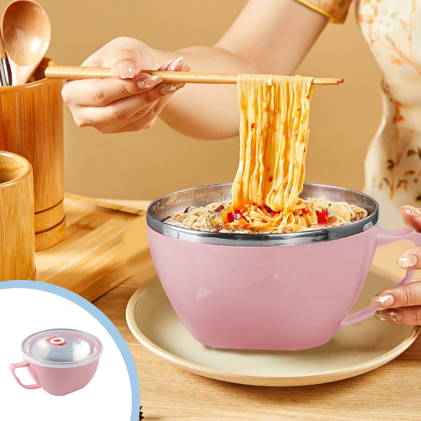 Small Rice Soup Bowl,Heat Insulated Plastic Scald Bowl for Hot Instant ...