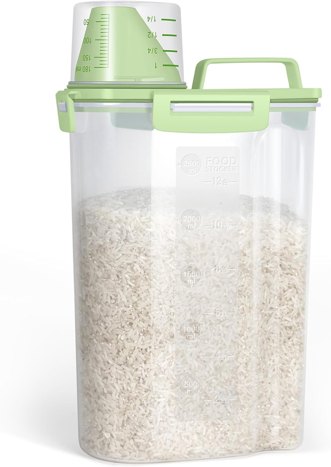 Small Rice Storage Container -5 Lbs Cereal Dispenser with Measuring Cup ...