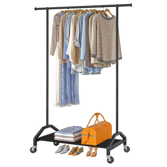 Small Rolling Clothes Rack for Hanging Garments, 2 Inch Industrial ...