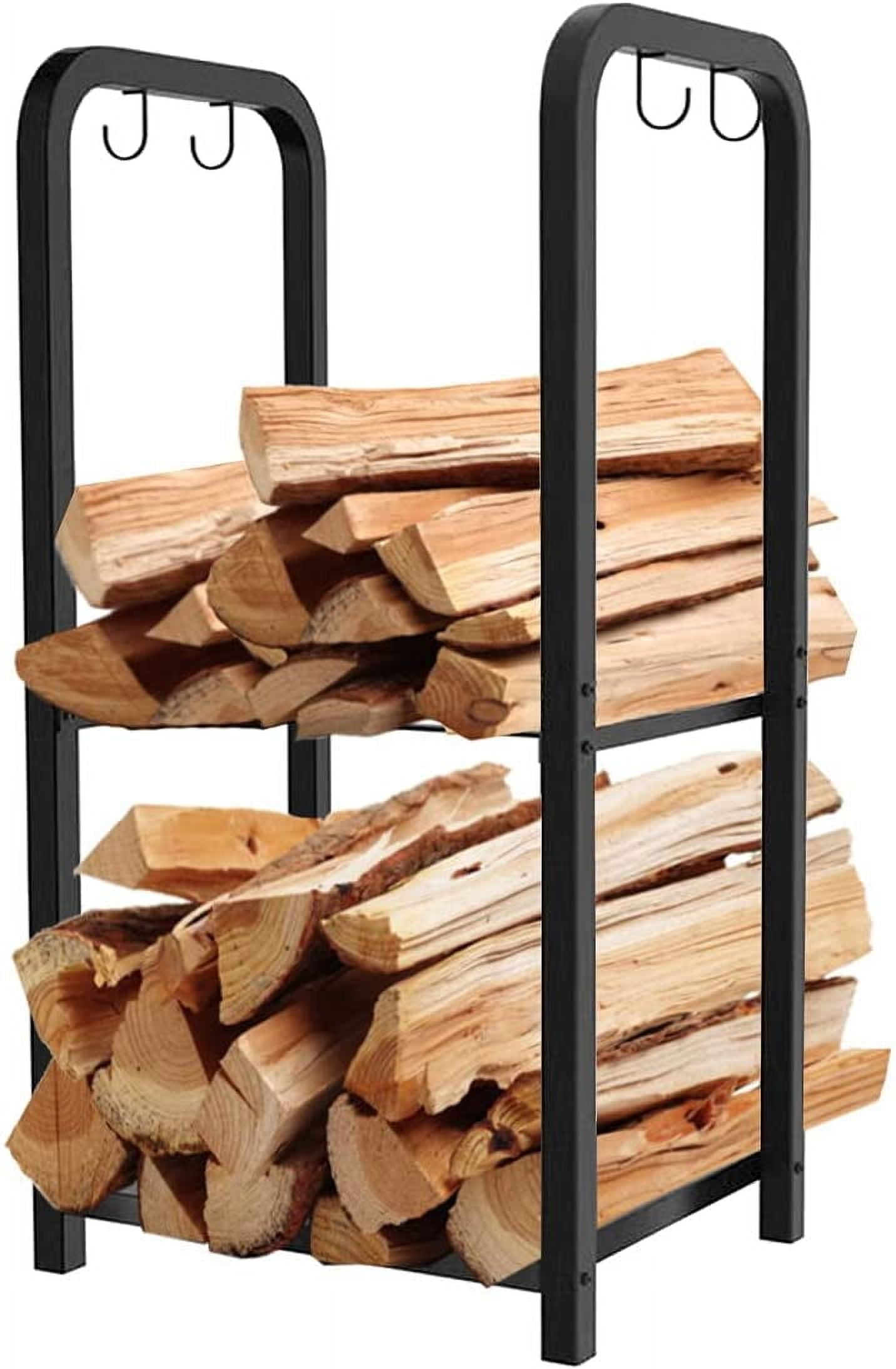 Small Rolling Firewood Rack on Lockable Wheels, Movable Fire Wood ...