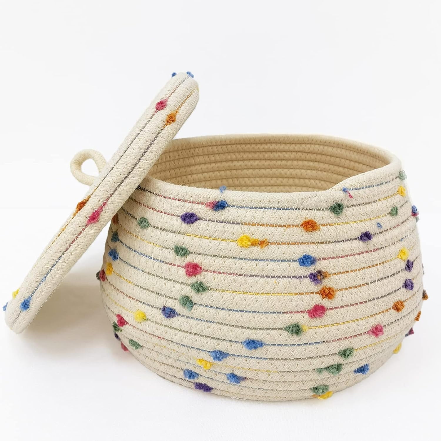 Small Rope Basket with Lid,10x6 Round Woven Storage Basket for ...