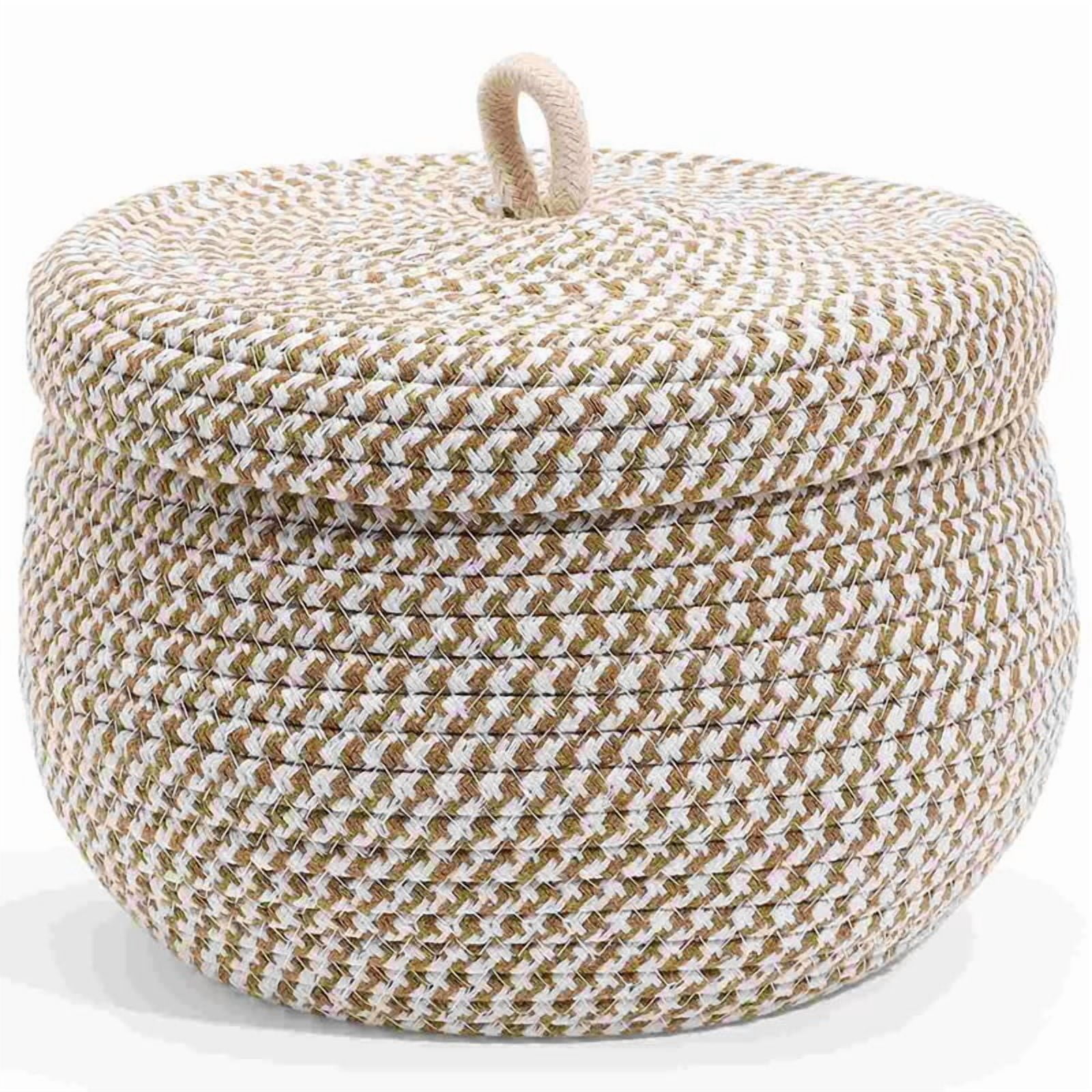 Small Rope Basket with Lid Small Round Woven Storage Basket with Lid ...