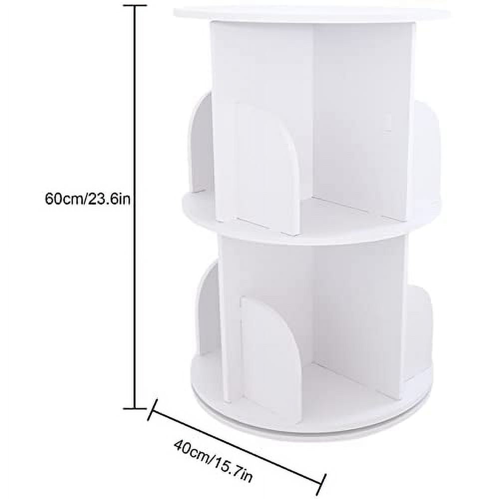 Small Rotating Bookshelf 2 Layers Rotating Bookshelf White Bookcase ...