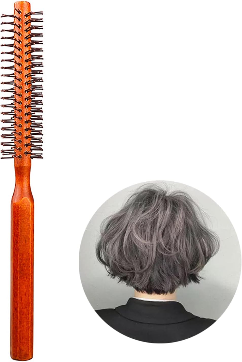 "Small Round Barrel Brush Round Hair Brush Mini Round Comb Wood Styling ...