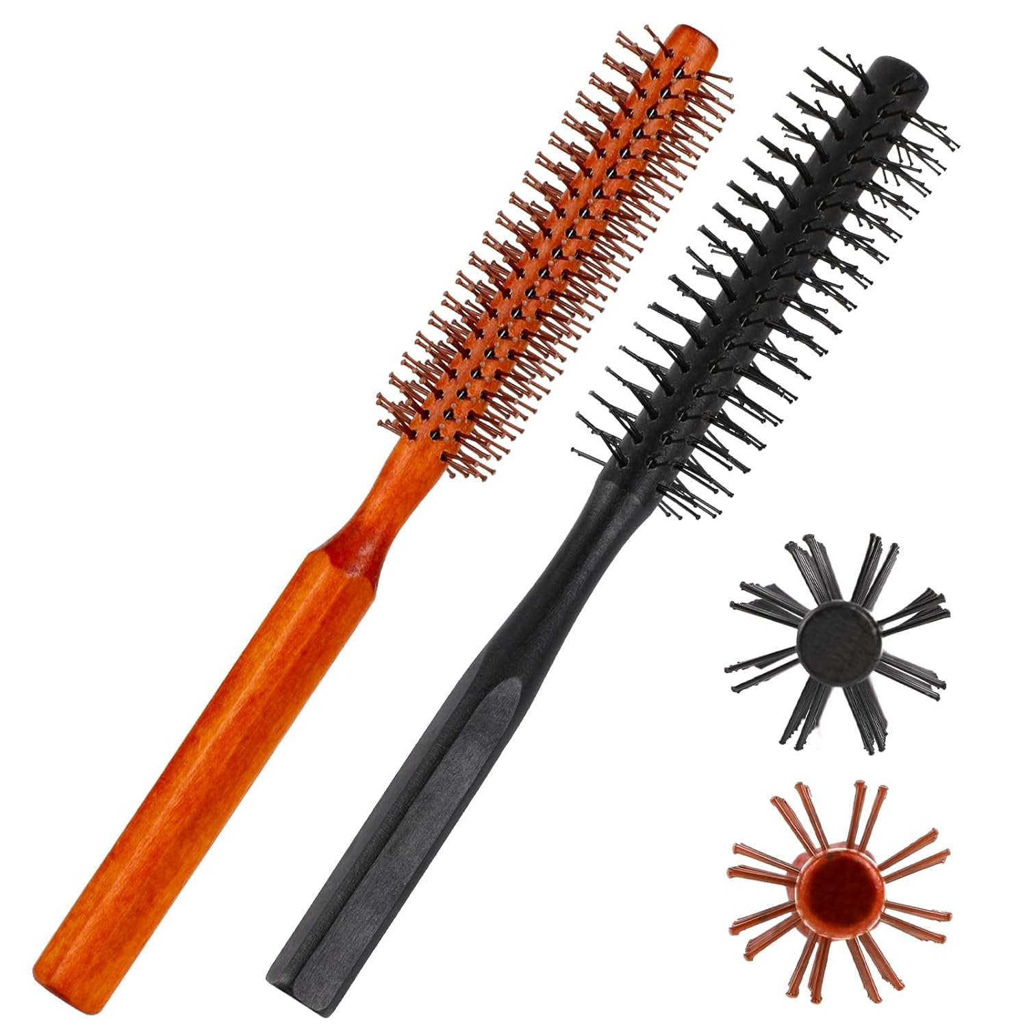 Small Round Brush for Blow Drying,2 Pack Small Quiff Roller Brush with ...