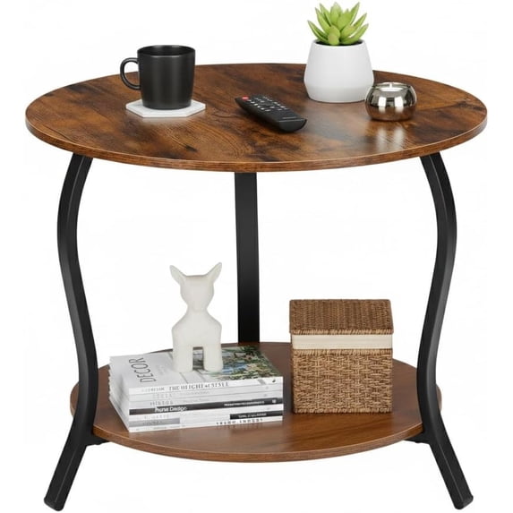 Small Round Coffee Table with Open Storage, Coffee Side Tables for ...