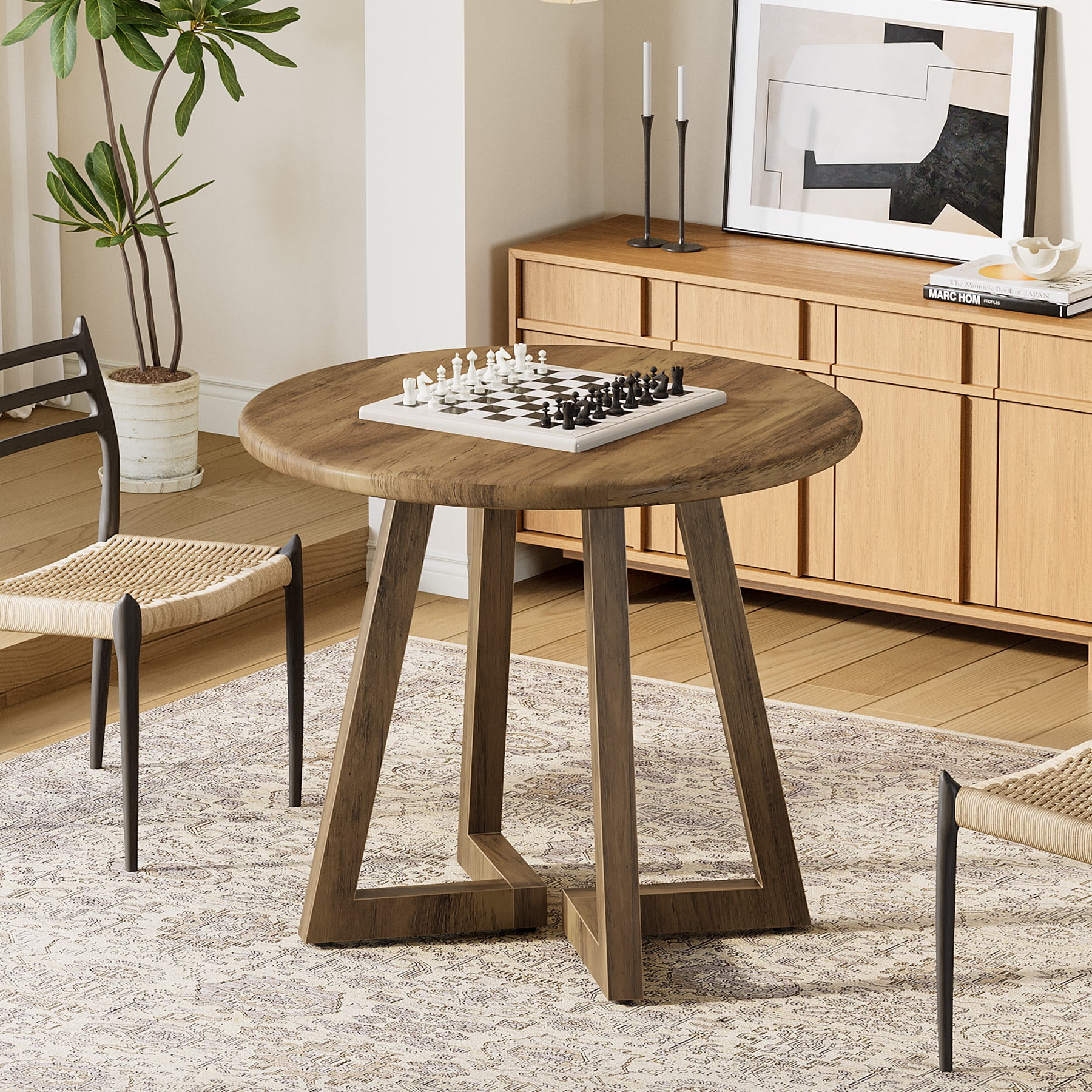 Finmind Small Round Conference Table for 4 People, 31.5-Inch Meeting ...