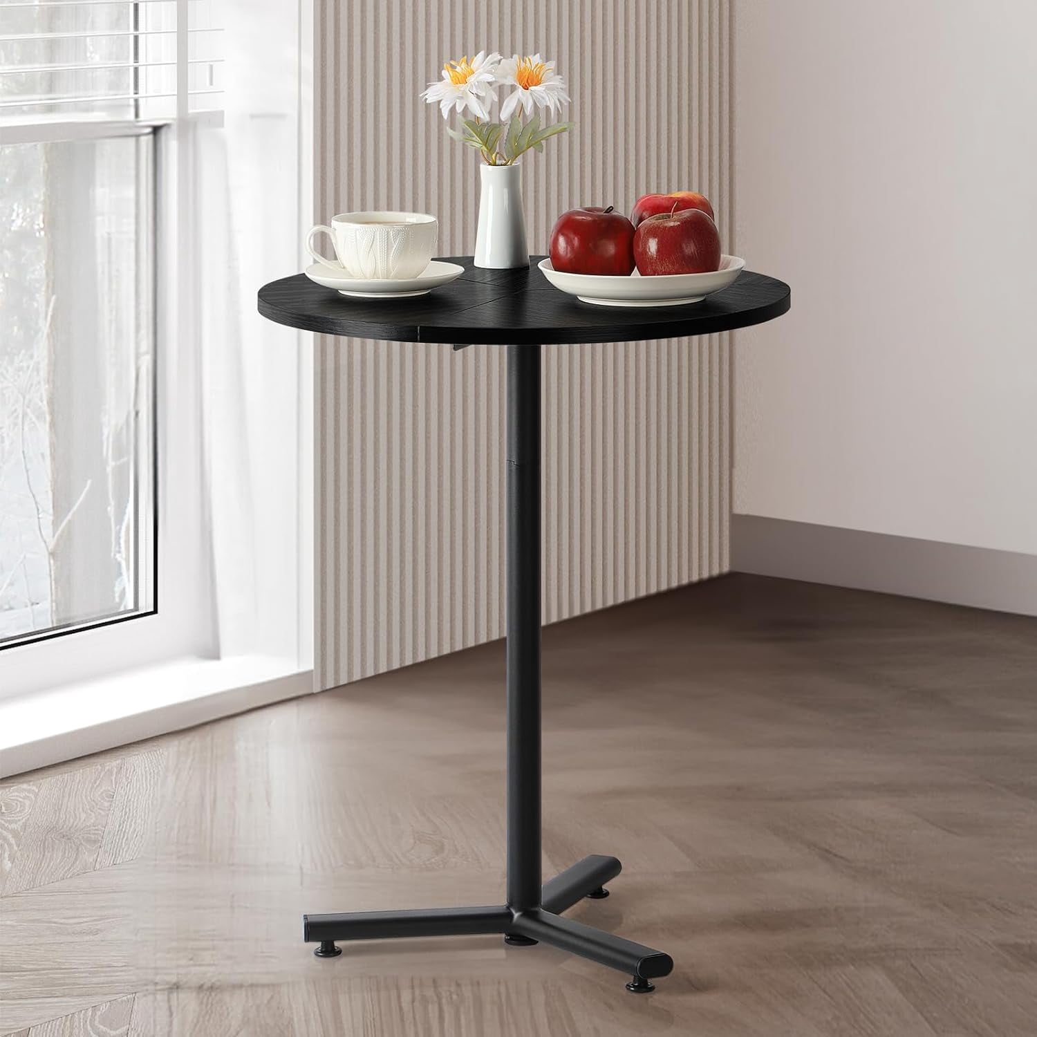 Small Round Dining Table,Modern Small Kitchen Table with Wood Top and ...