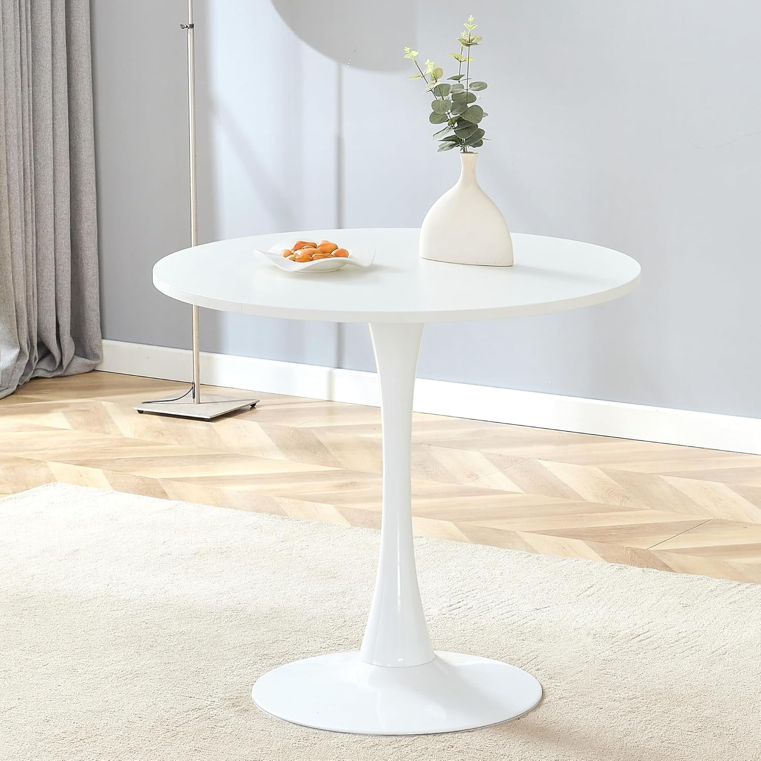 Small Round Dining Table,White Round Kitchen Table for 2,Modern Dining ...
