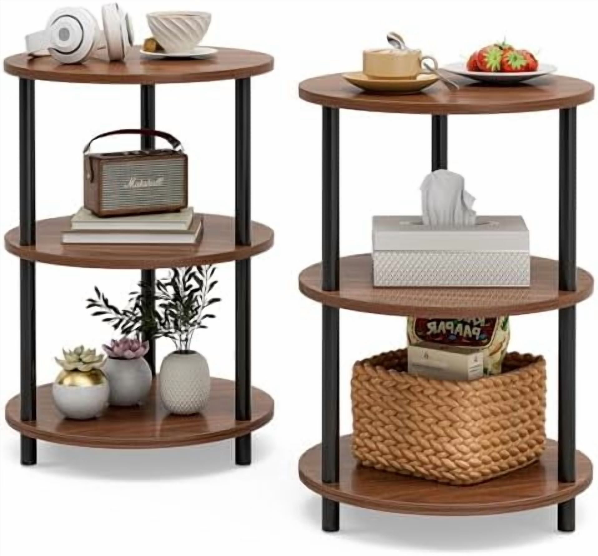 Small Round End Table - 3 Tier Design Accent Table, Narrow Side or ...