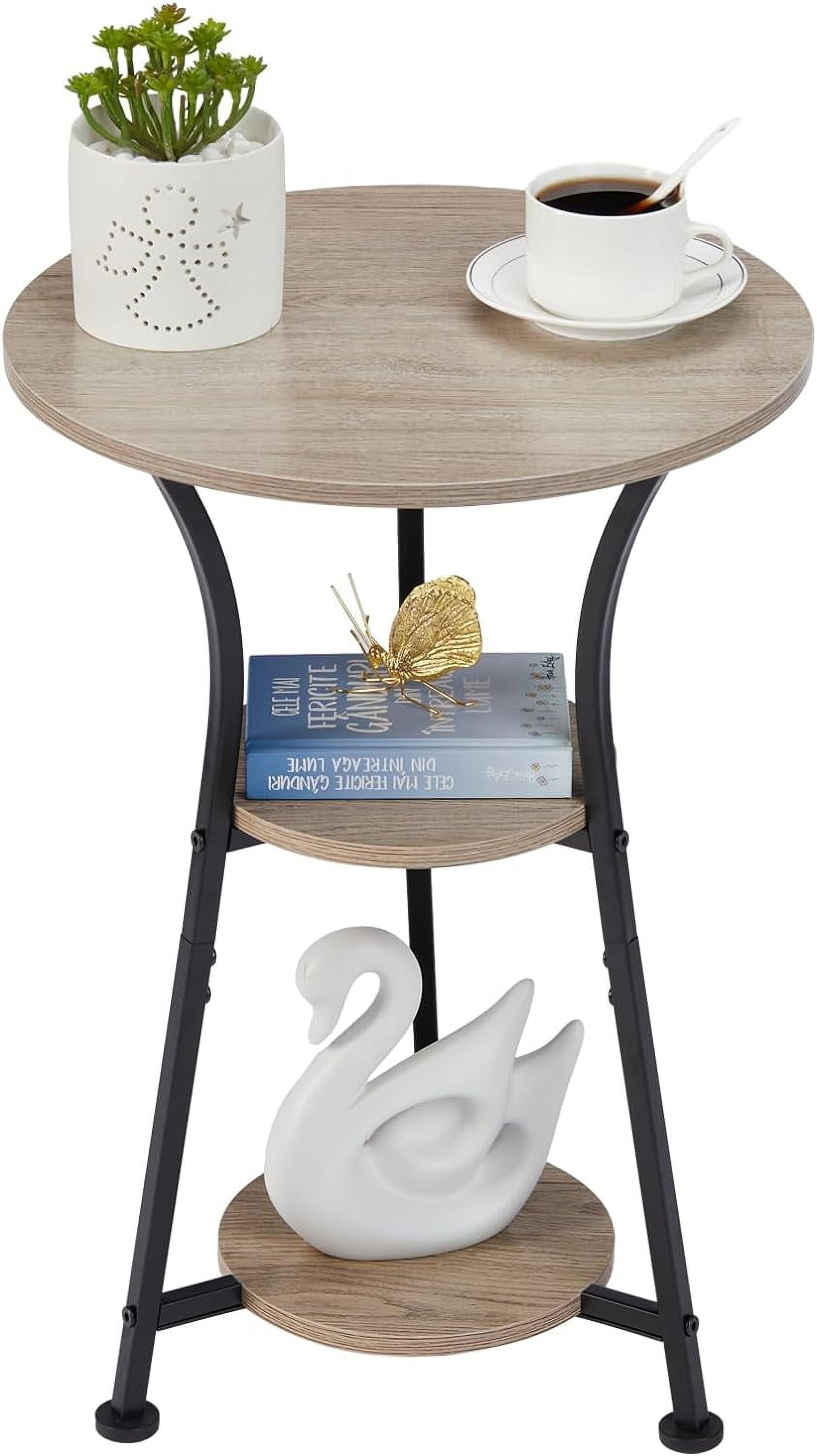 Small Round End Table for Narrow and Small Space, 3-Tier Round Accent ...